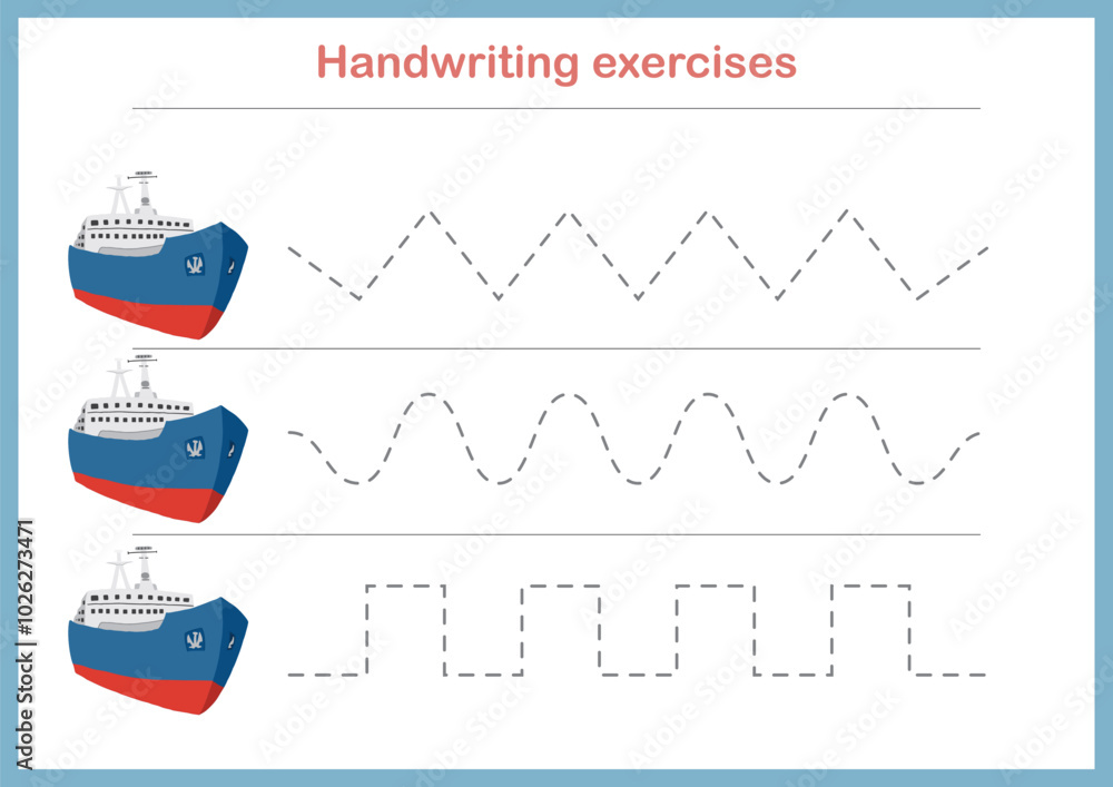 Basic writing exercises. Trace line worksheets for children. Preschool ...