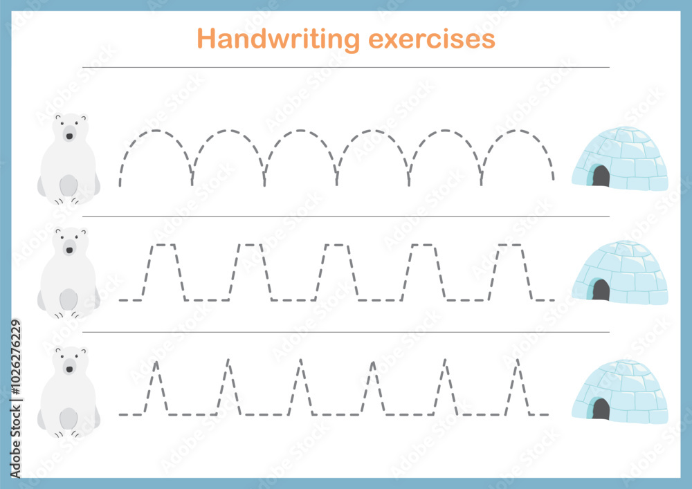 Basic writing exercises. Trace line worksheets for children. Preschool ...
