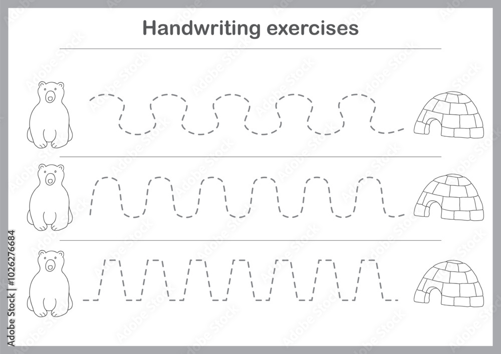 Basic writing exercises. Trace line worksheets for children. Preschool ...