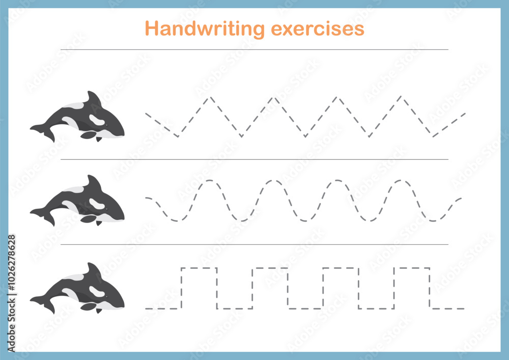 Basic writing exercises. Trace line worksheets for children. Preschool ...