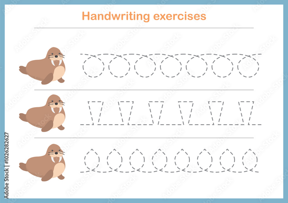 Basic writing exercises. Trace line worksheets for children. Preschool ...