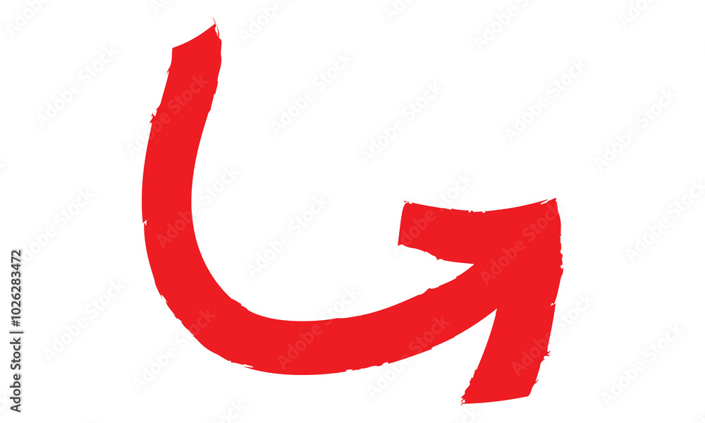 Hand drawn vector arrow isolated on white background. brush stroke ...