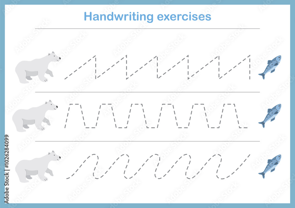 Basic writing exercises. Trace line worksheets for children. Preschool ...