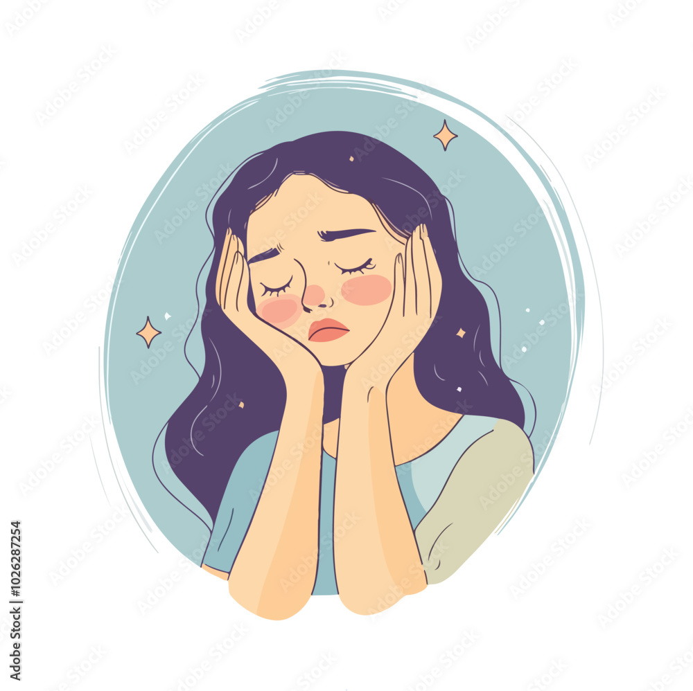 Sad teenage girl young woman resting her chin on her hands thinking ...