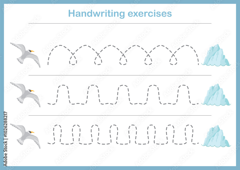 Basic writing exercises. Trace line worksheets for children. Preschool ...