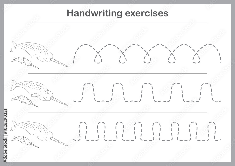 Basic writing exercises. Trace line worksheets for children. Preschool ...