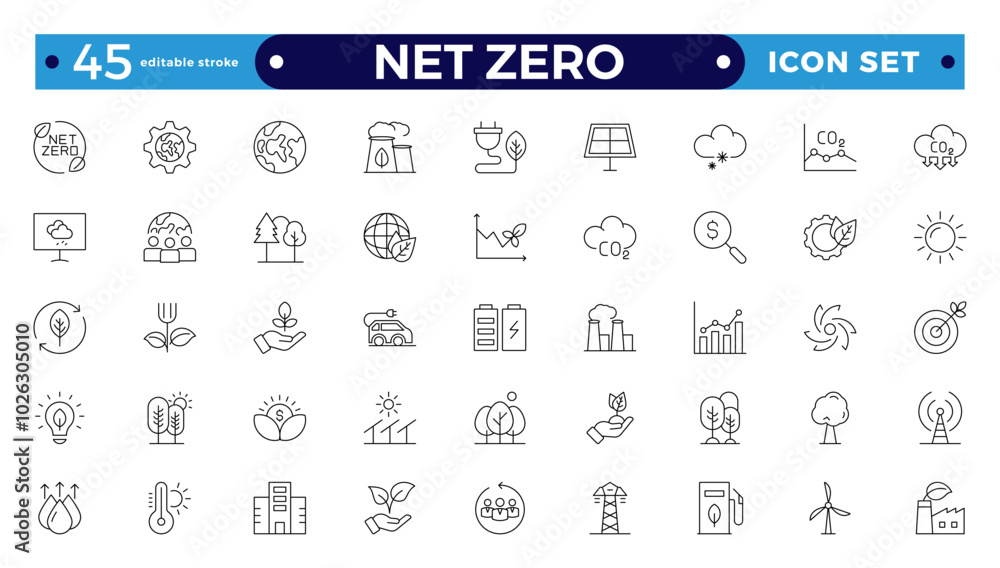 Net zero nature Outline icon natural environment Carbon neutral and net ...