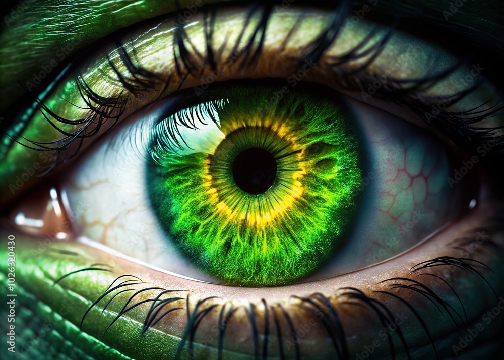 Realistic Green Eye Macro Photography with Vivid Details and Textures ...