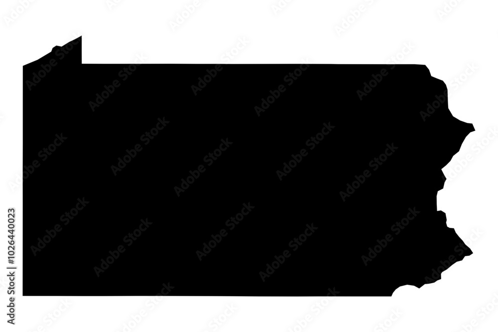 Pennsylvania State Silhouette - Black SVG Map of Pennsylvania Shape for ...