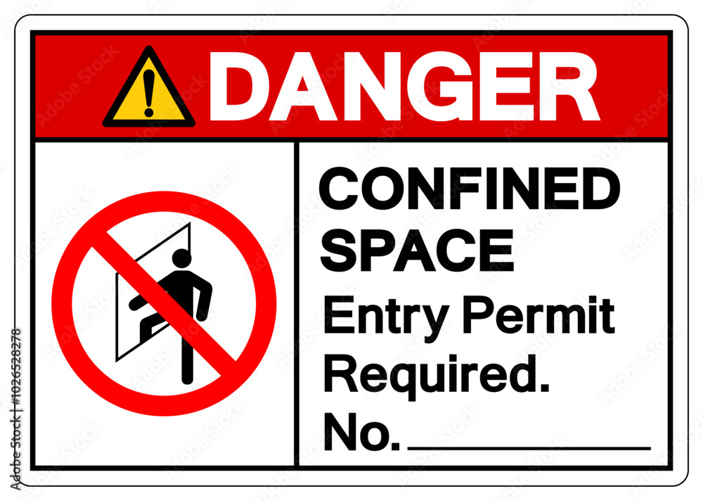 Danger Confined Space Entry Permit Required Symbol Sign ,Vector ...