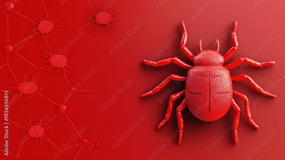 Red tick illustration on red background, symbolizing health concerns ...