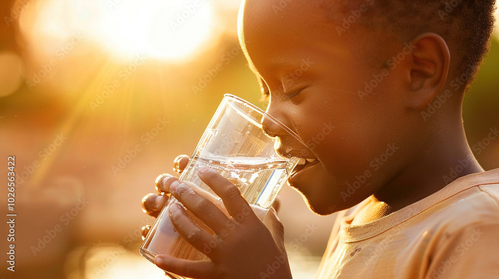 Hydration lack of water in third countries, volunteer help concept ...