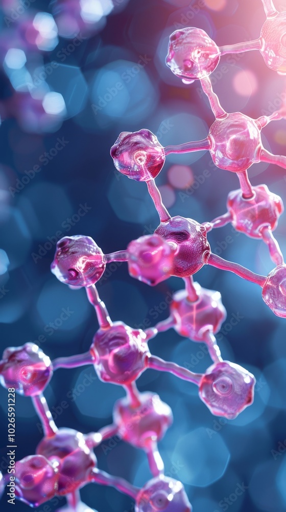 polymerization process for polypropylene, close-up of molecular ...