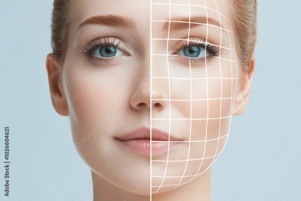 Side-by-side comparison of a womans face, showcasing skincare results ...