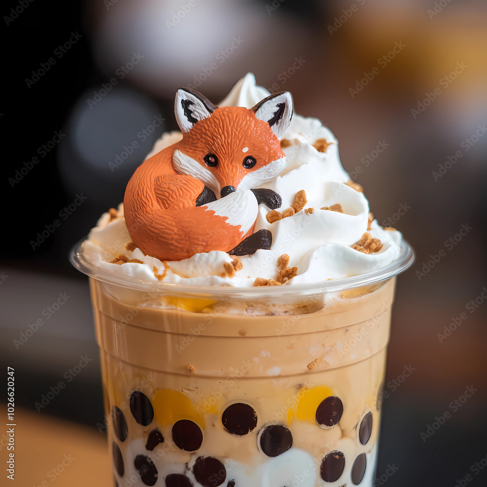 Fox Animal Bubble tea Boba Foxes Tea Asian Japanese wild predatory fur ...