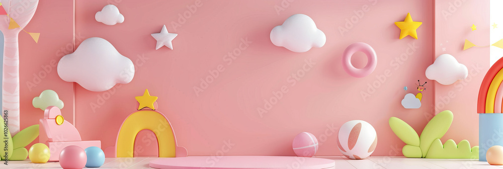 Pastel Pink School Scene: A soft pastel pink background for pre ...