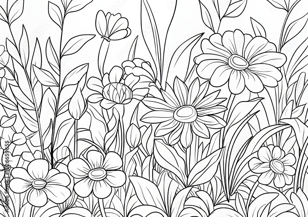 Flower illustration, isolated on a white background, for an anti-stress ...