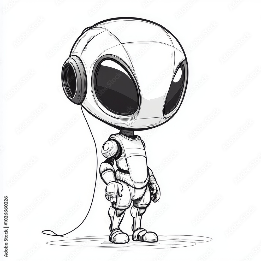Cartoon robot coloring page outline. Vector. Coloring book for children ...
