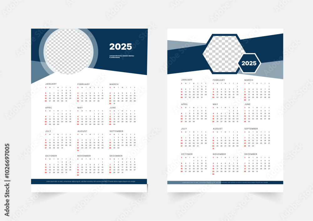 2025 one page wall calendar template. professional corporate calendar ...