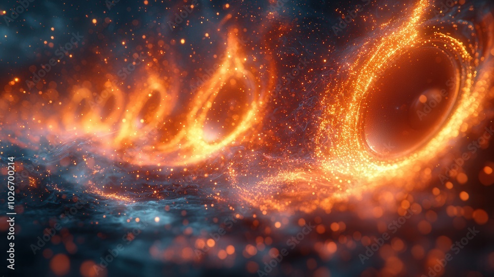 This image depicts an abstract representation of sound waves with ...