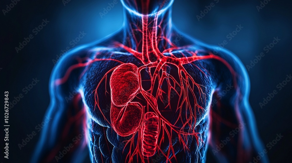 Illuminated 3D visualization of human cardiovascular system with ...