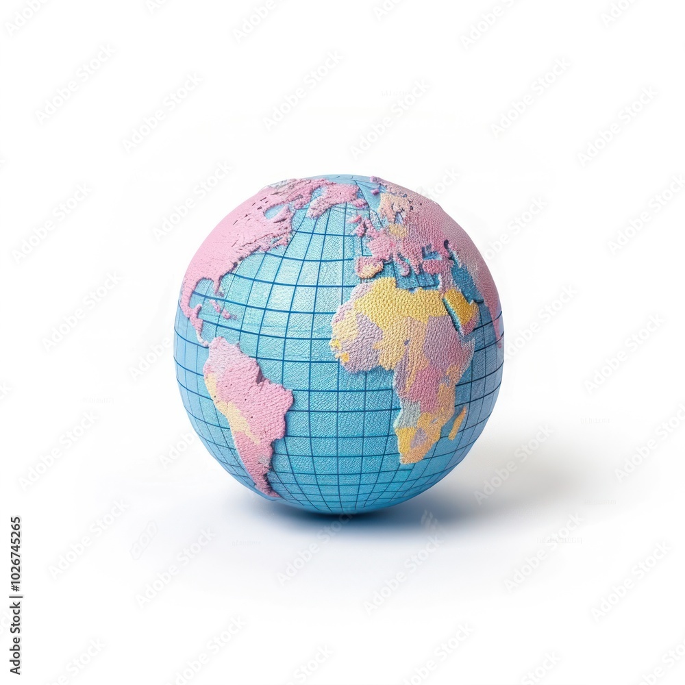 Detailed political world map on colorful globe depicting global ...
