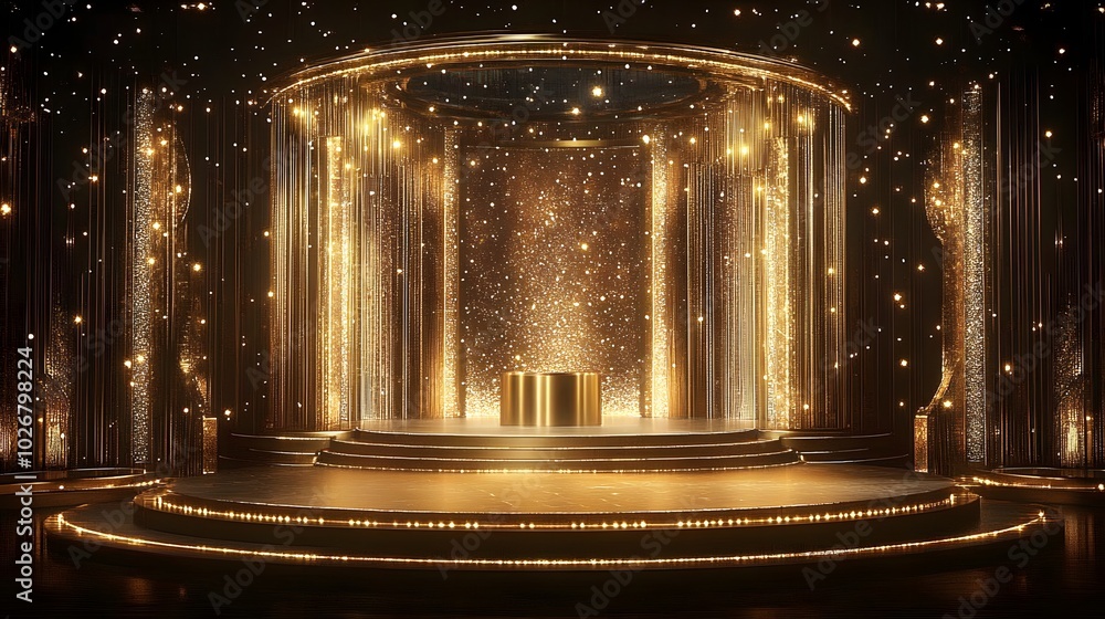 1. **Glamorous Stage Setup**: Create an elegant award ceremony ...