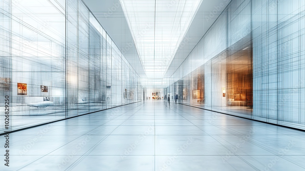 A digital 3D grid model displays ceiling, walls, and floors with black ...