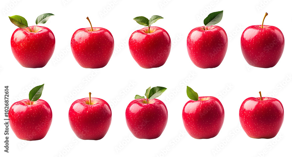 Set of red apples clipart, isolated on transparent background, PNG ...