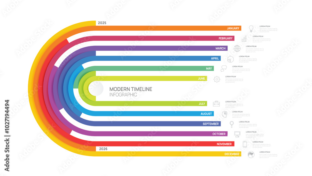 Business step timeline infographic template. 2025 milestone element ...