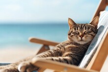 Lounge Chair Beach Cat Free Stock Photo - Public Domain Pictures