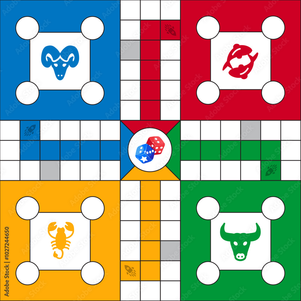 Image vectorielle Stock Ludo board game. Ludo game board design ...