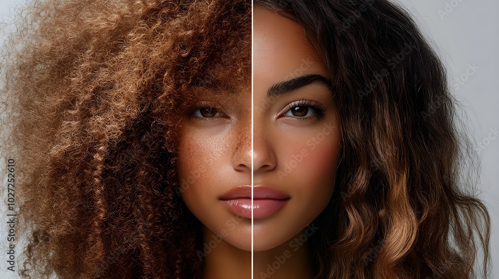 Hair texture transformation, from dry, brittle curls to soft, shiny ...