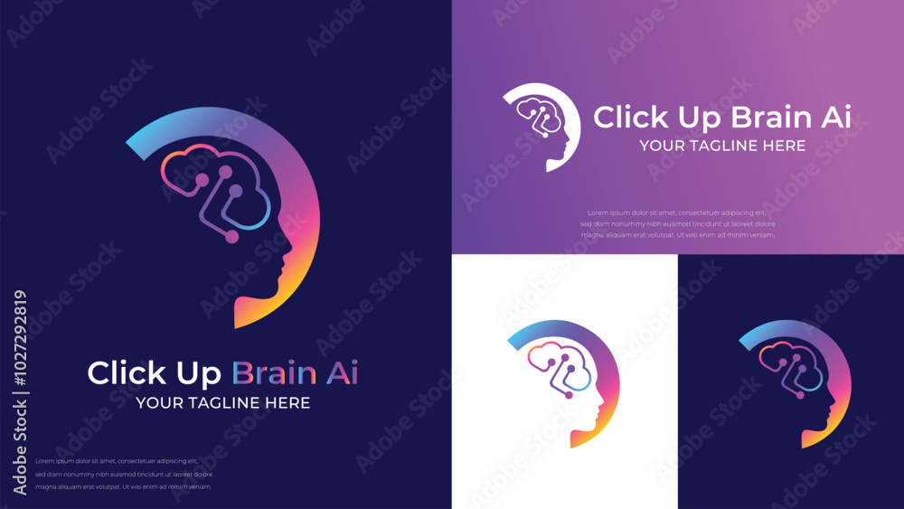 Intelligence tech logo, click up brain Ai logo, icon, symbol, vector illustration, Creative logo ...