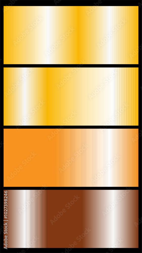 Rose Gold texture gradient background set. Vector shiny and metalic ...