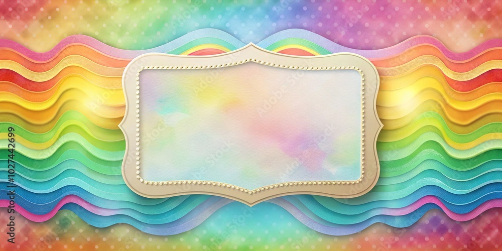 Vintage Rainbow Wave Background with Note Template for Cute Colorful ...