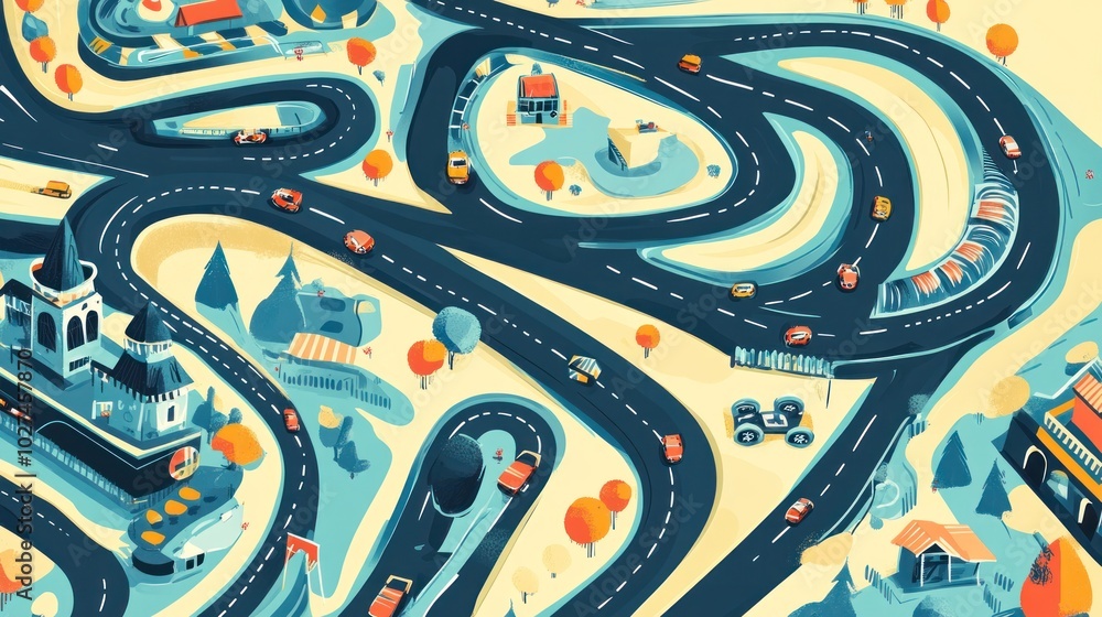 Vector race tracks, featuring detailed designs of car and bike race ...