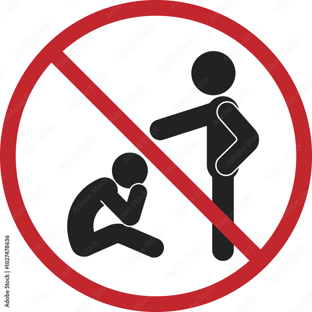 Isolated pictogram do not bully, no bully zone, for school and children ...