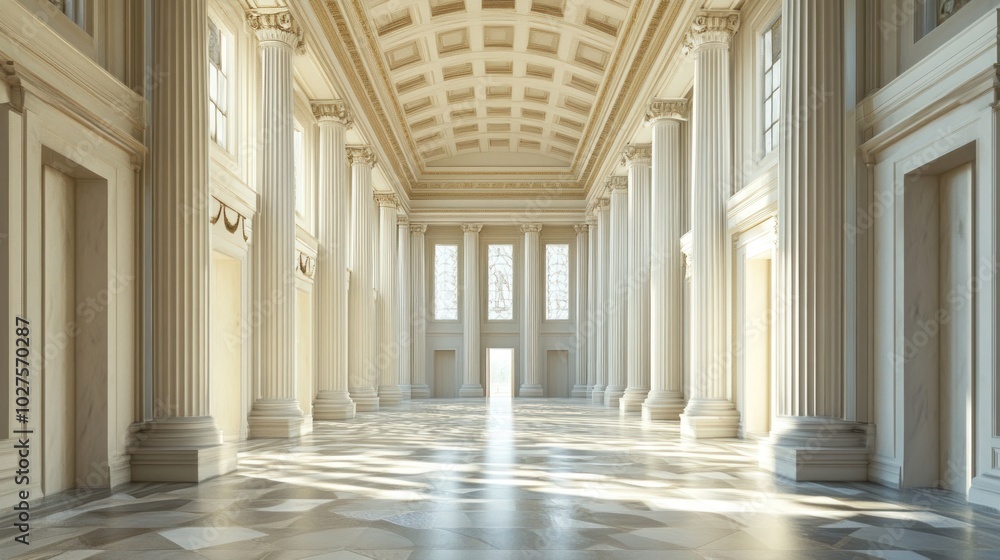 Neo-classical architecture with modern design elements in a government ...