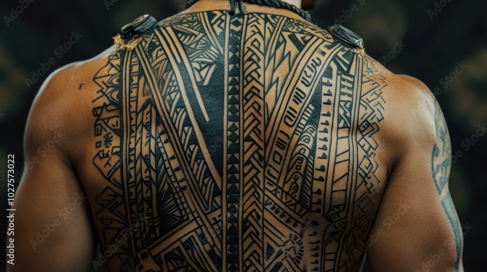 Tattoo art on human skin, showcasing detailed tribal designs with bold ...