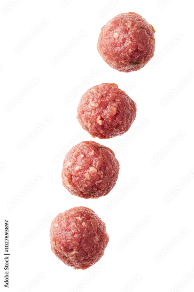 meatballs falling - flying - or floating on a transparent background in ...