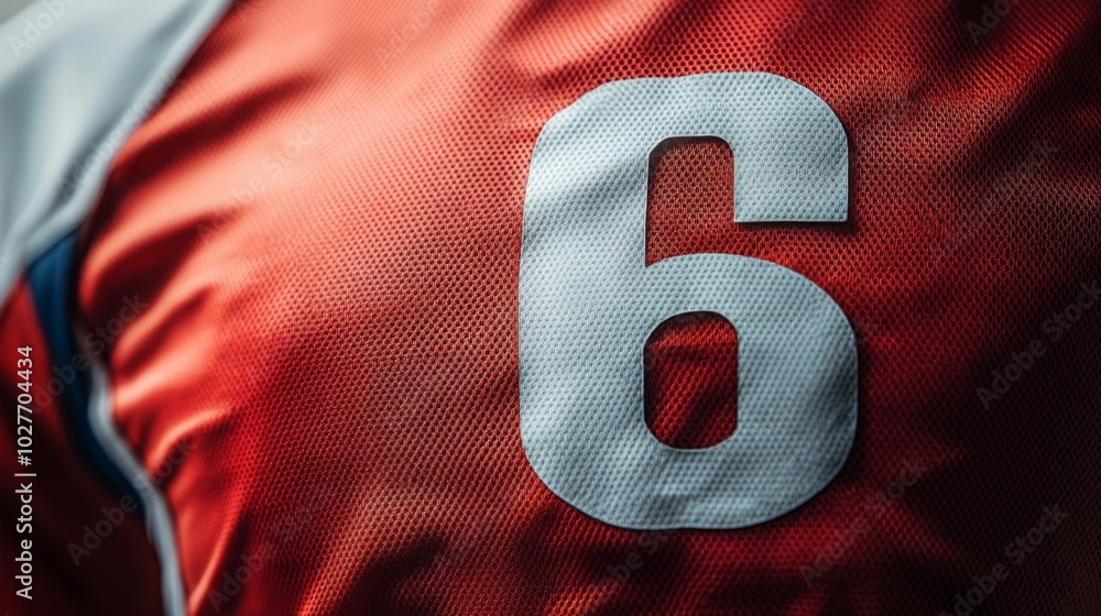 Number Six on a Red Sports Jersey Stock Photo | Adobe Stock