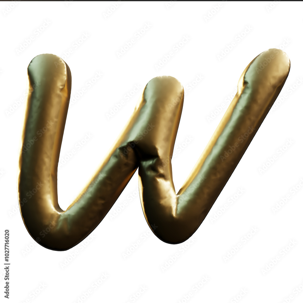 Letter "w" made of golden inflatable balloons isolated on white ...