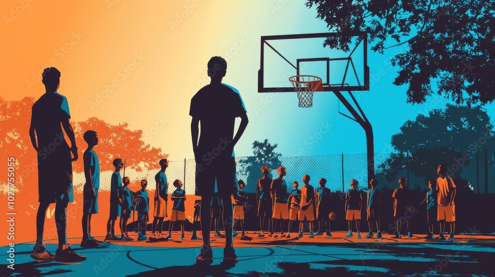 Business of basketball camps, vector art, coach planning training ...