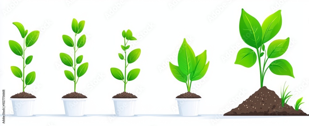 Plant development phases. Plant growth stages. Modern sketch ...