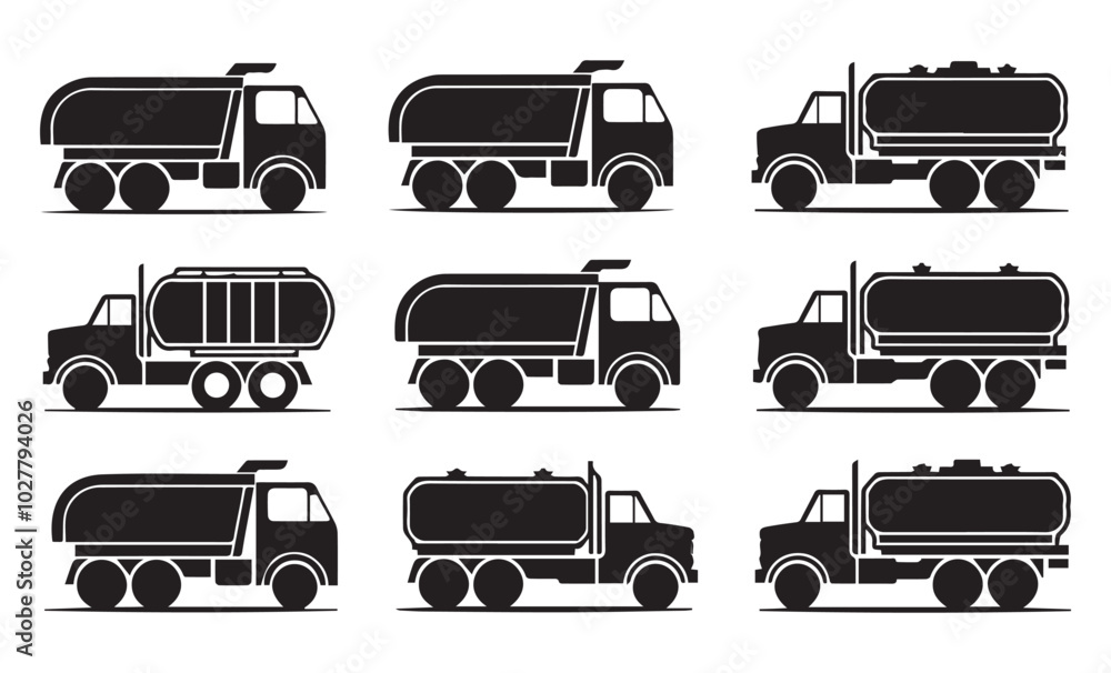 Set of the construction machinery vehicles. Vector Truck, Vector Dumper ...