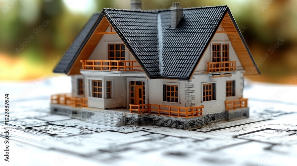 Architects reviewing blueprints for a sustainable housing project ...