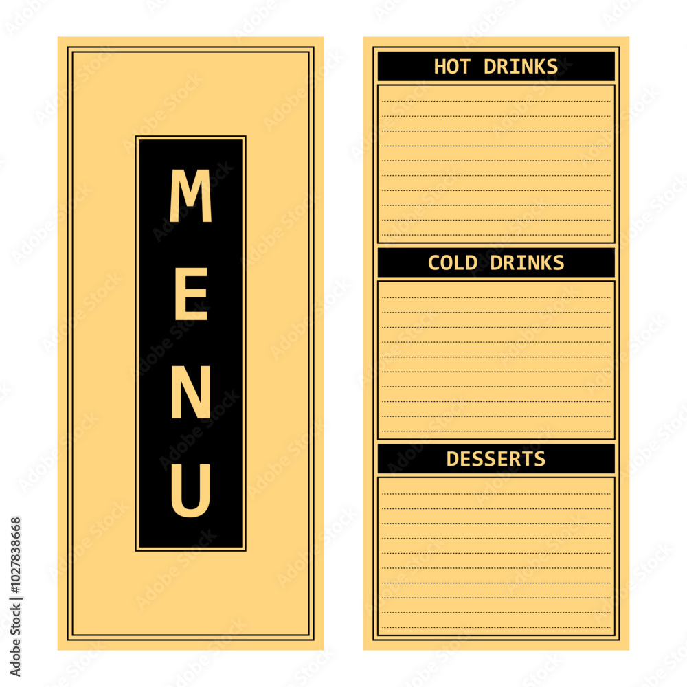 Vector cafe design menu. Coffee drinks menu price list for cafe, coffee ...