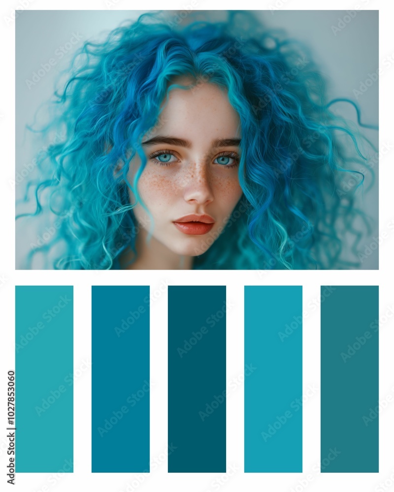 A color palette using turquoise colors. Fashion concept, brand mockup ...