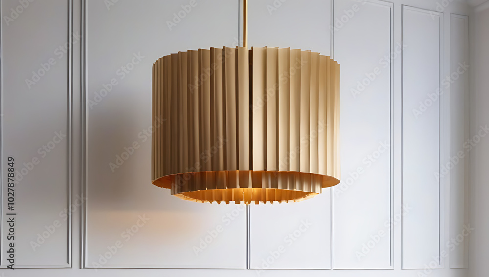 golden chandelier paneling wall interior design modern living room ...